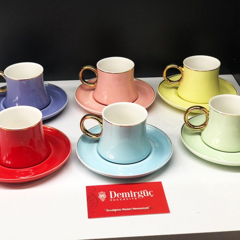 Colorfull Porcelain Turkish Coffee Cup Set - Traditional Turk