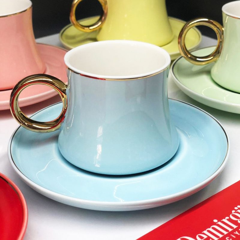 Colorfull Porcelain Turkish Coffee Cup Set - Traditional Turk
