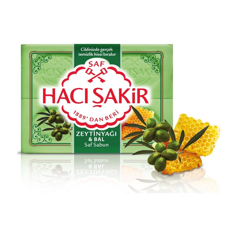 Haci Sakir Natural Olive Oil & Honey Soap - 4 Bars - Traditional Turk
