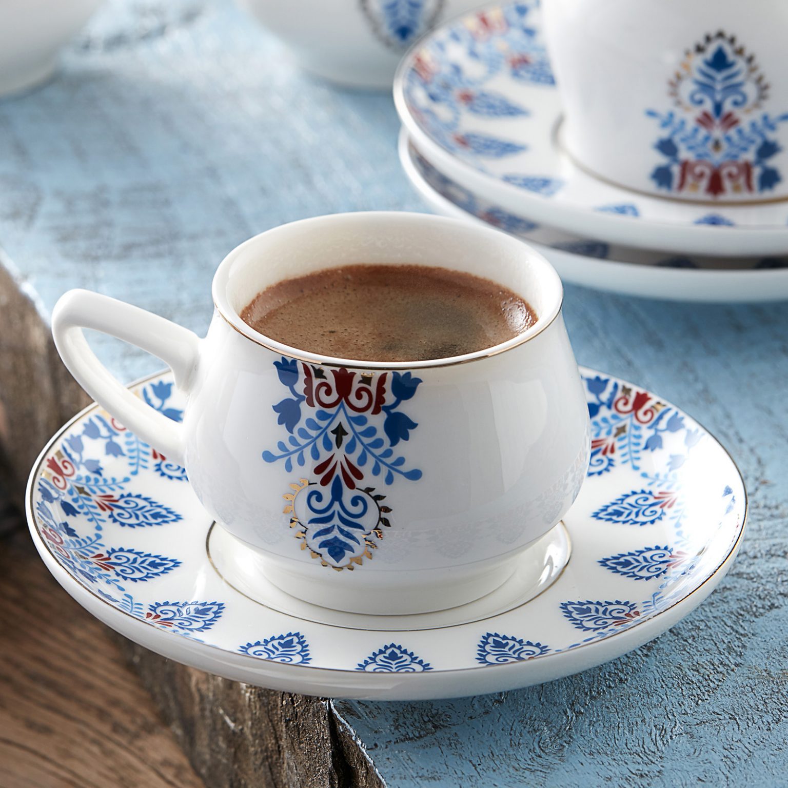 12 Pcs Karaca Relica Luxury Porcelain Turkish Coffee Set - Traditional Turk