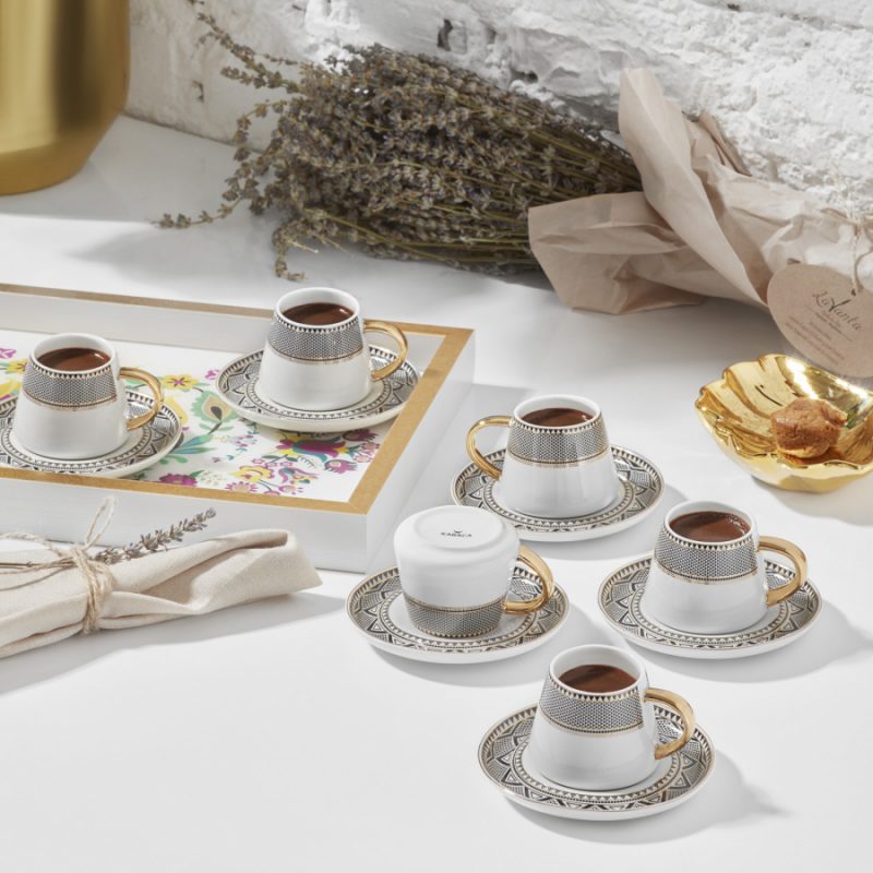 12 Pcs Karaca Globe Luxury Porcelain Turkish Coffee Set - Traditional Turk
