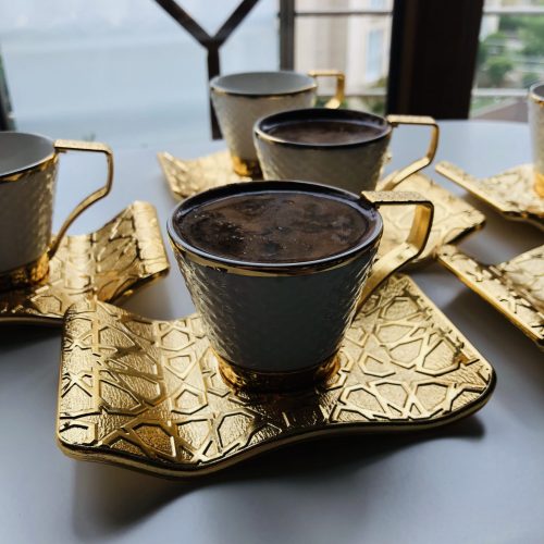 Silver Color Tiryaki Turkish Coffee Set For Two Person With Glasses ...