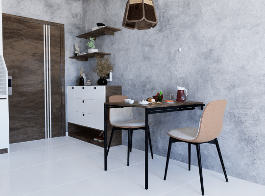 Walnut Foldable Practical Smart Kitchen Table, Portable Dining Table ...