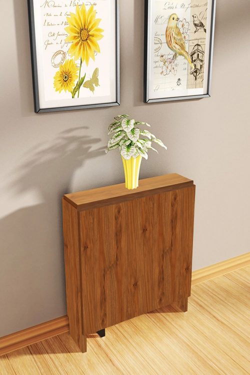 Walnut Folding Dining Table, Foldable Portable Kitchen Desk ...