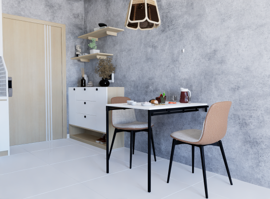 White Foldable Practical Smart Kitchen Table, Portable Dining Table ...