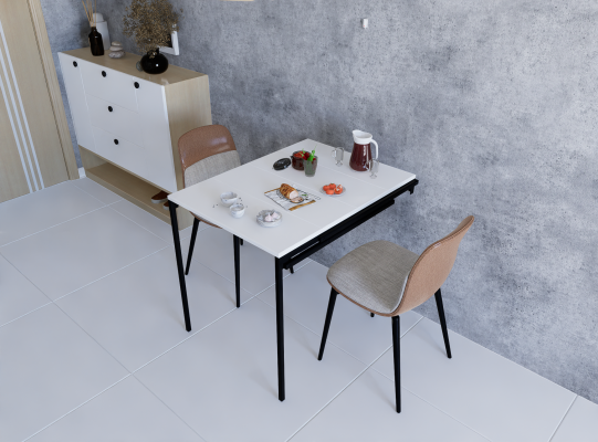 White Foldable Practical Smart Kitchen Table, Portable Dining Table ...