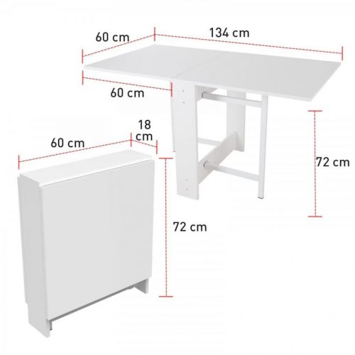 White Folding Dining Table, Foldable Portable Kitchen Desk ...