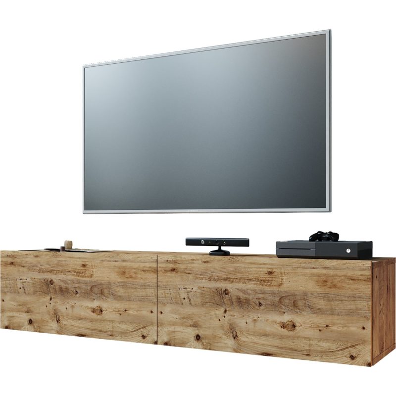 Future Pine Wall Mounted TV Stand with 2 Drop Down Doors, Pine Media ...