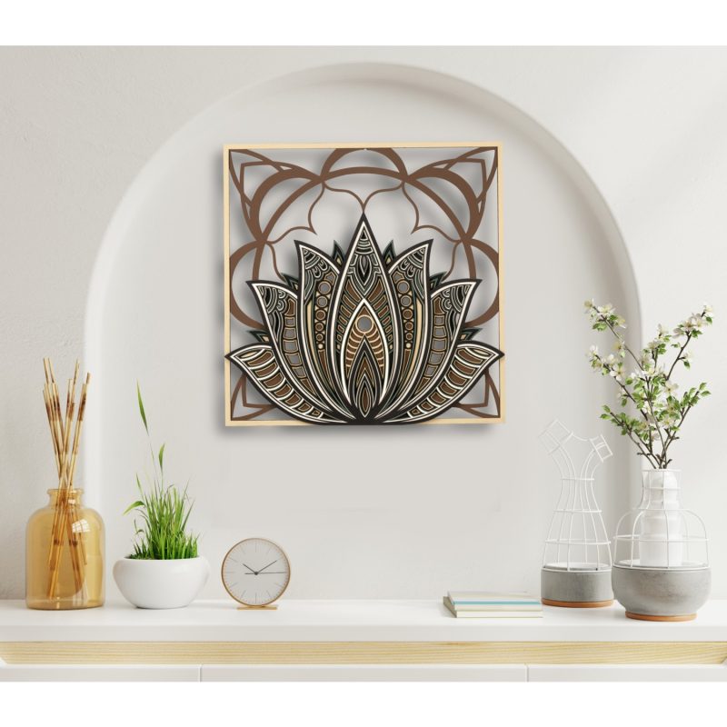6 Layer Lotus Flower Mandala Wall Art Design Wall Decor 3D Painting ...
