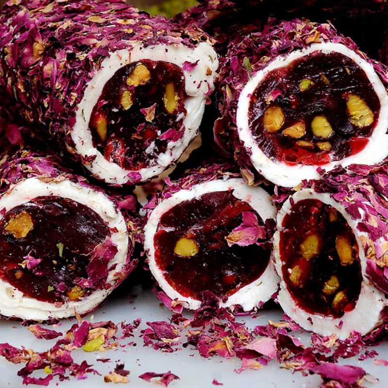 Rose Petals Covered Turkish Delight - Traditional Turk