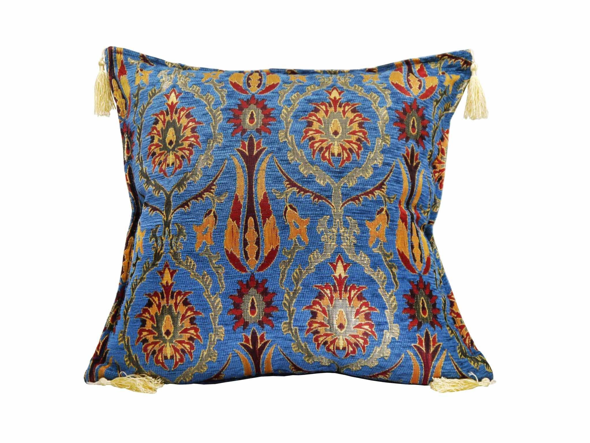 Turkish Cushion Cover Ottoman Flower Blue - Traditional Turk