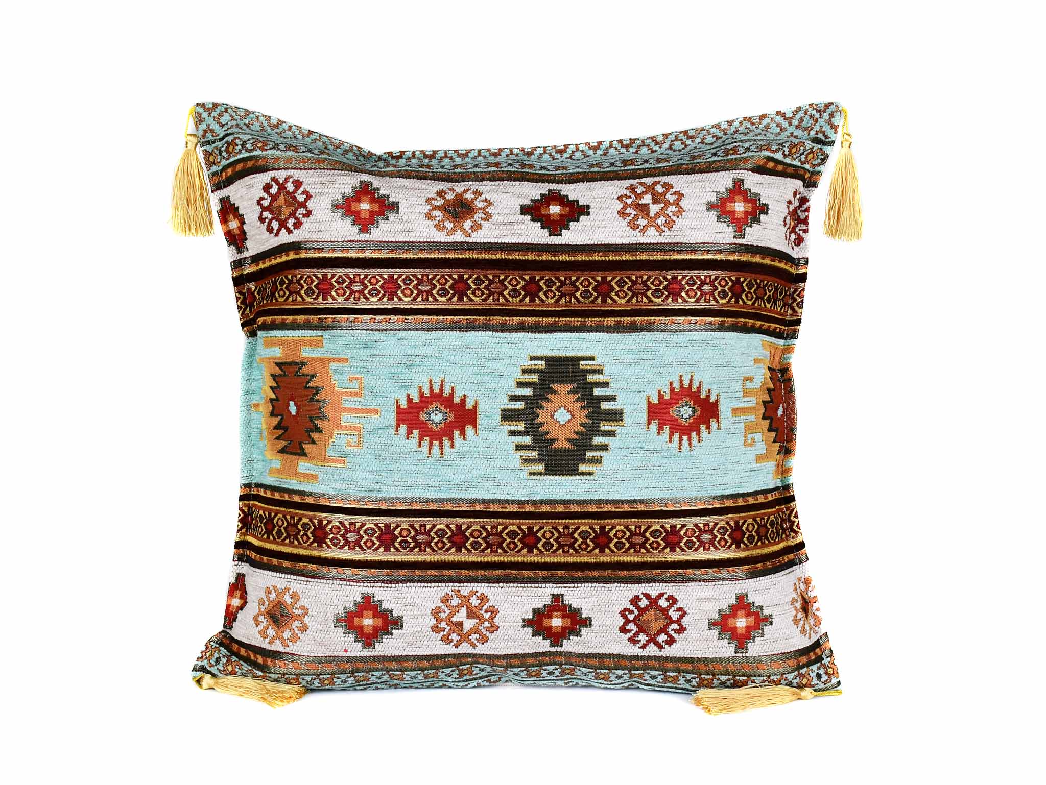 Turkish Cushion Covers Aztec - Aqua - Traditional Turk