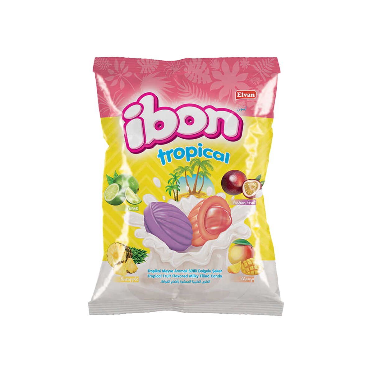 Elvan Ibon Tropical Milky Filling Candy with Fruit Flavored 1000 gr (35 ...