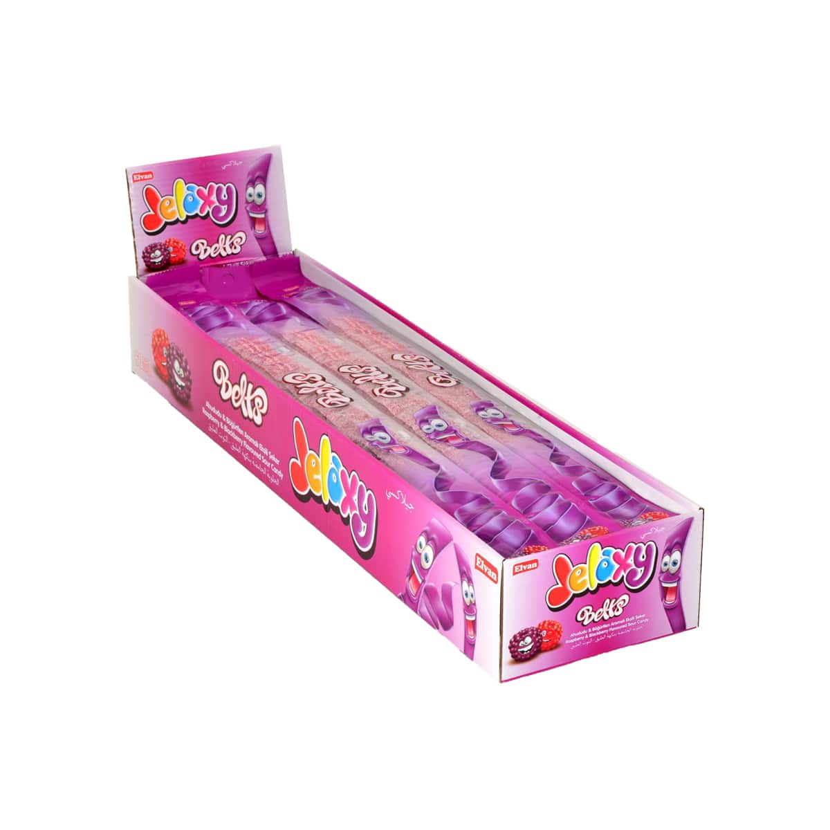 Elvan Jelaxy Belts Raspberry & Blackberry Flavored Sour Candy in Box 15 ...