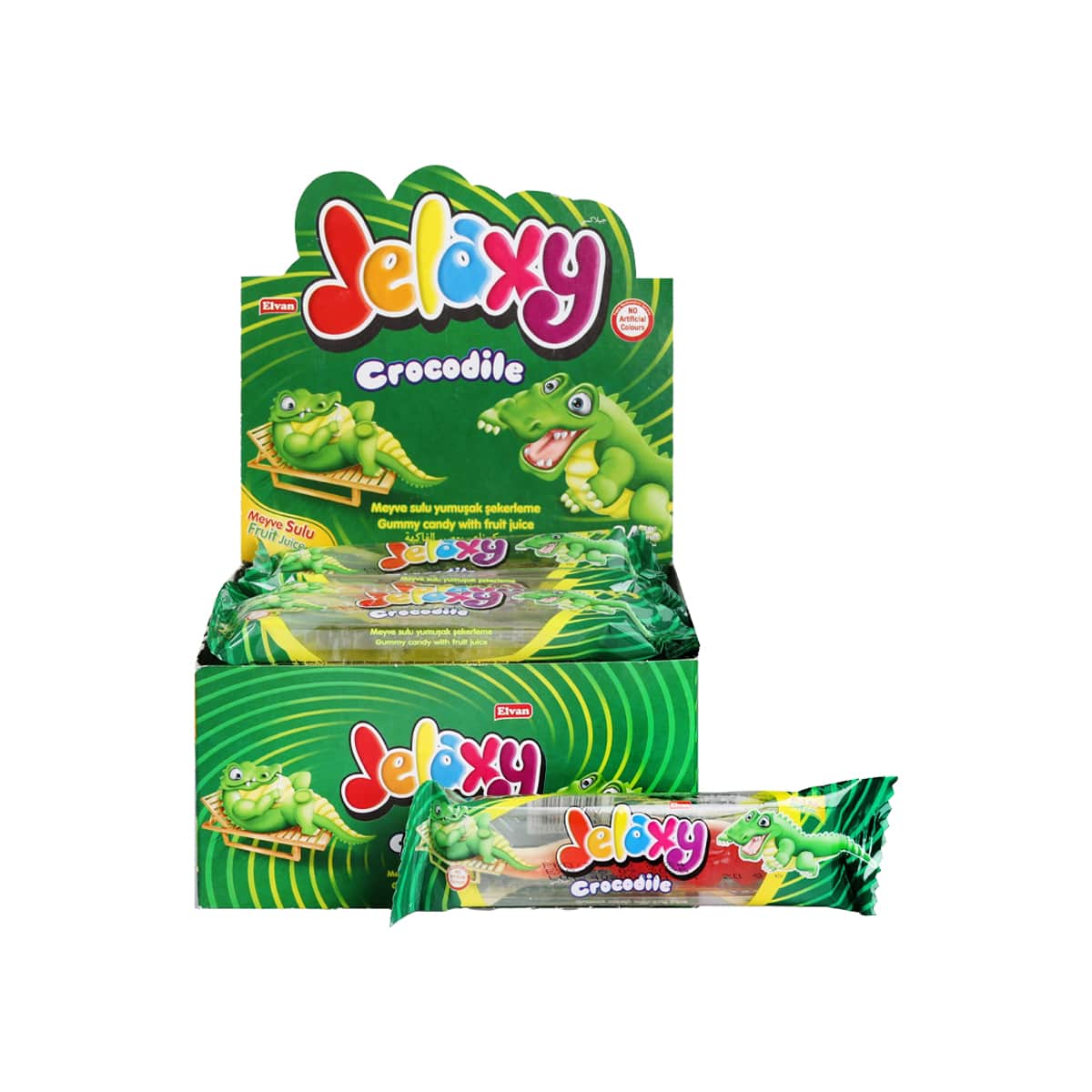Elvan Jelaxy Crocodile Gummy Candy with Fruit Flavor in Box 20 gr (0 ...