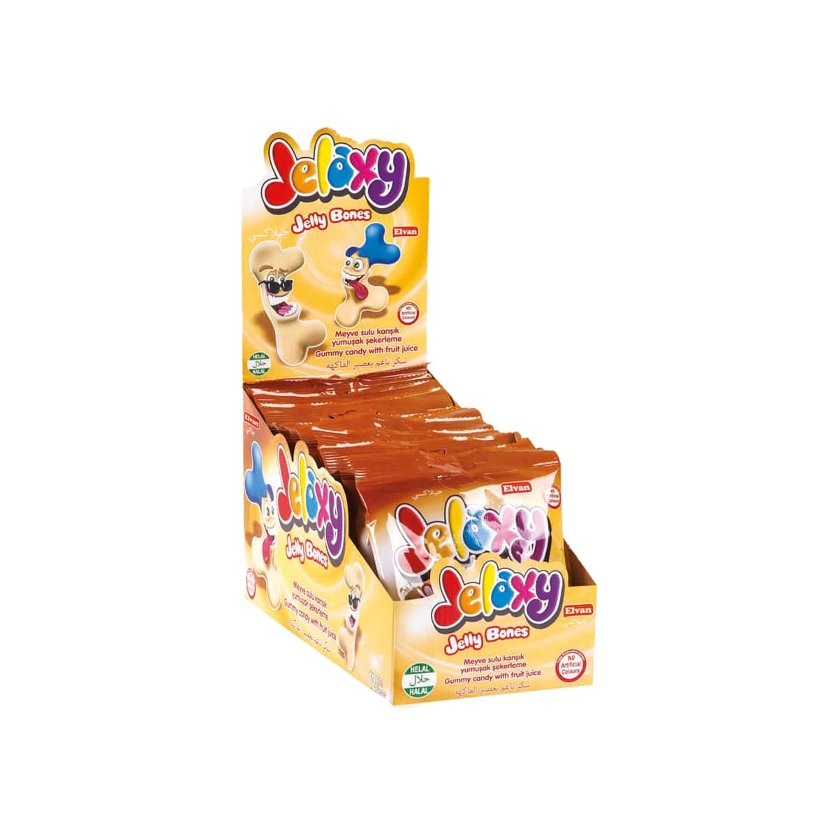 Elvan Jelaxy Jelly Bones Gummy Candy with Fruit Flavor in Box 80 gr (2 ...