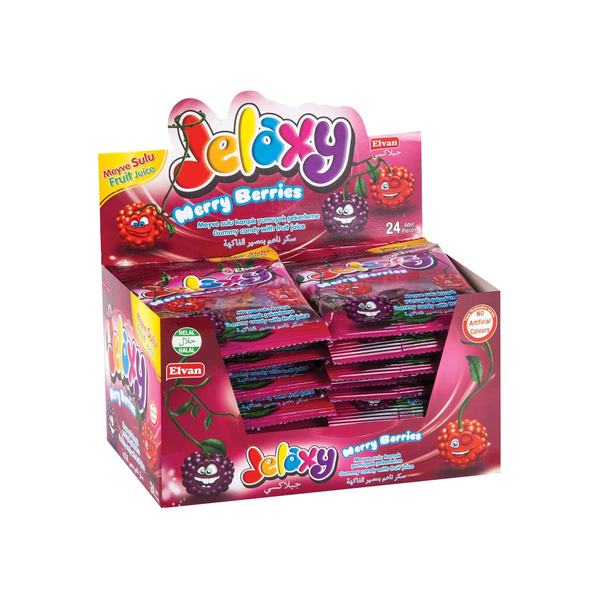 Elvan Jelaxy Merry Berries Gummy Candy with Fruit Flavor 20 gr (0.70oz ...