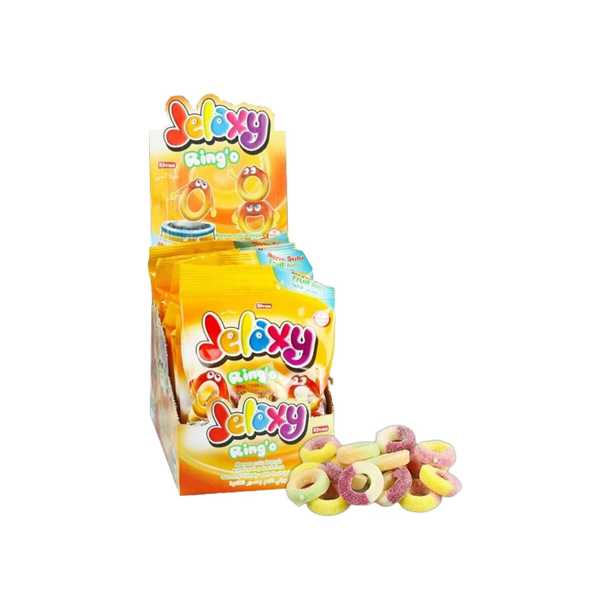 Elvan Jelaxy Ring’o Gummy Candy with Fruit Flavor in Box 80 gr (2.82oz ...