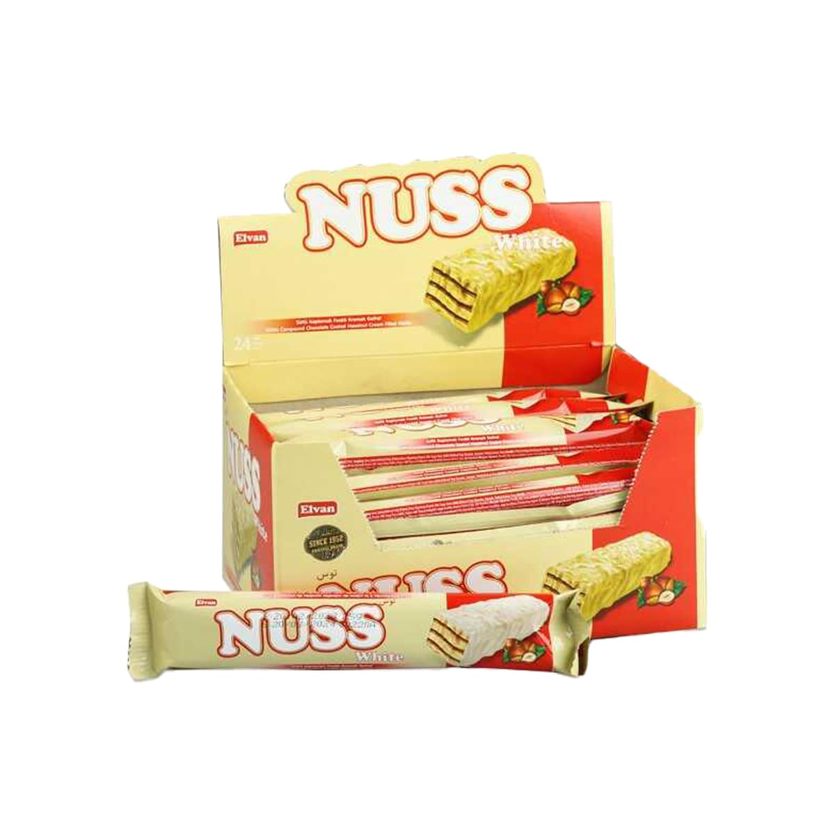 Elvan Nuss White Compound Chocolate Coated Hazelnut Cream Filled Wafer ...