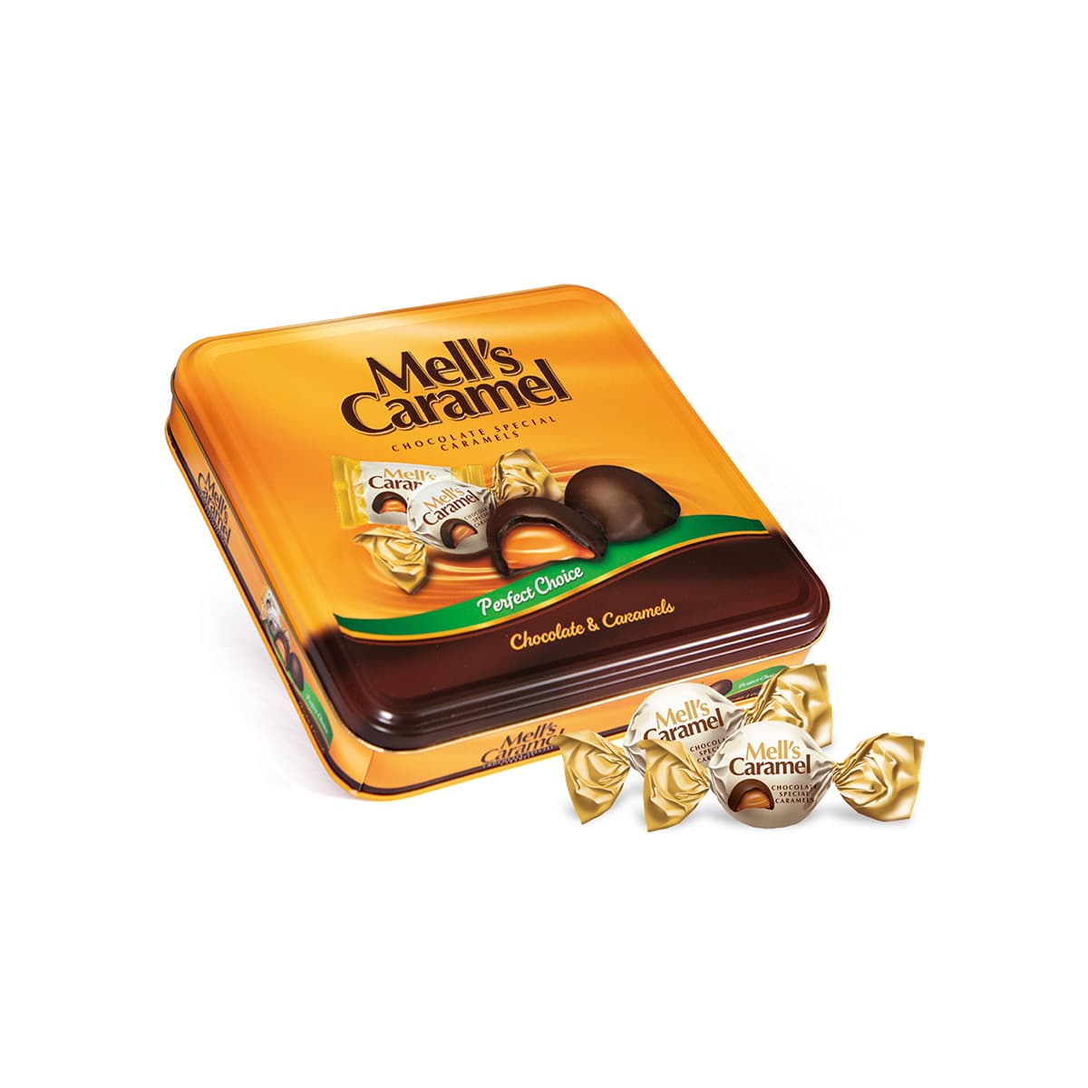 Mell’s Caramel Caramel-Filled Milk Chocolate Square Metal Box 500 gr ...