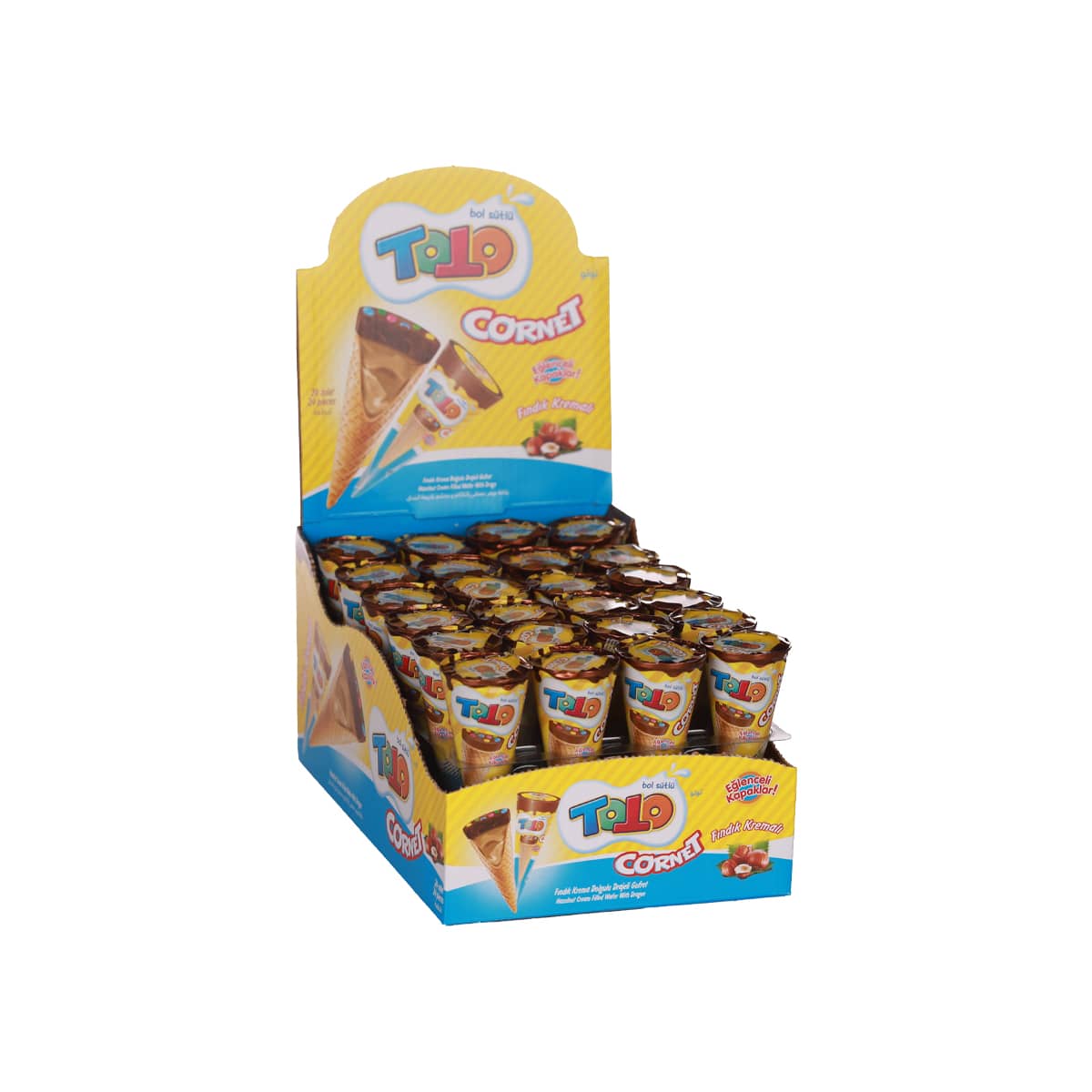 Toto Cornet Hazelnut Cream Filled Wafer with Dragee in Box 25 gr (0 ...
