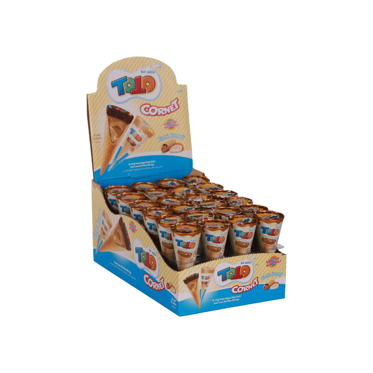 Toto Cornet Peanut Cream Filled Wafer with Dragee in Box 25 gr (0.88oz ...